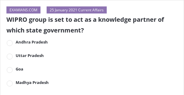 WIPRO group is set to act as a knowledge partner of which state ...