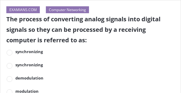 The process of converting analog signals into digital signals so they ...