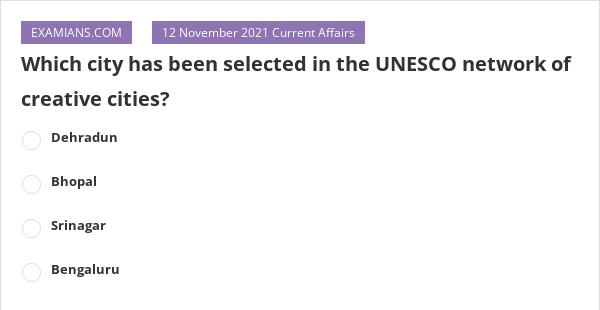 Which city has been selected in the UNESCO network of creative cities ...